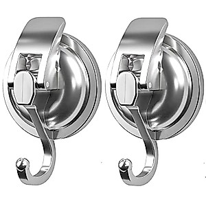 TESOT Suction Cup Hooks, Shower Hooks, Upgraded Suction Cups for Glass Chorme Silver, 2 Pack