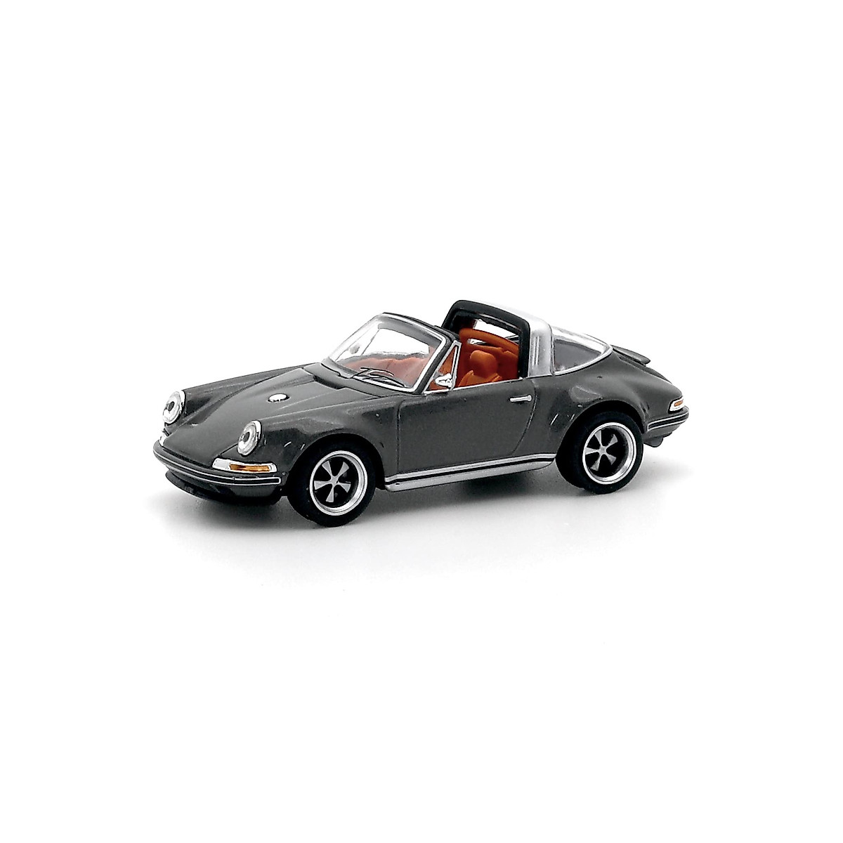 Pop Race Porsche Singer 911 1/64 Scale Diecast Model car (Targa Metallic Grey)