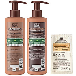 Garnier Whole Blends Sulfate Free Remedy Coconut Oil & Cocoa Butter Taming Shampoo and Conditioner Set for Very Frizzy Hair with Sample, 12 Fl Oz, 1 Kit (Packaging May Vary)