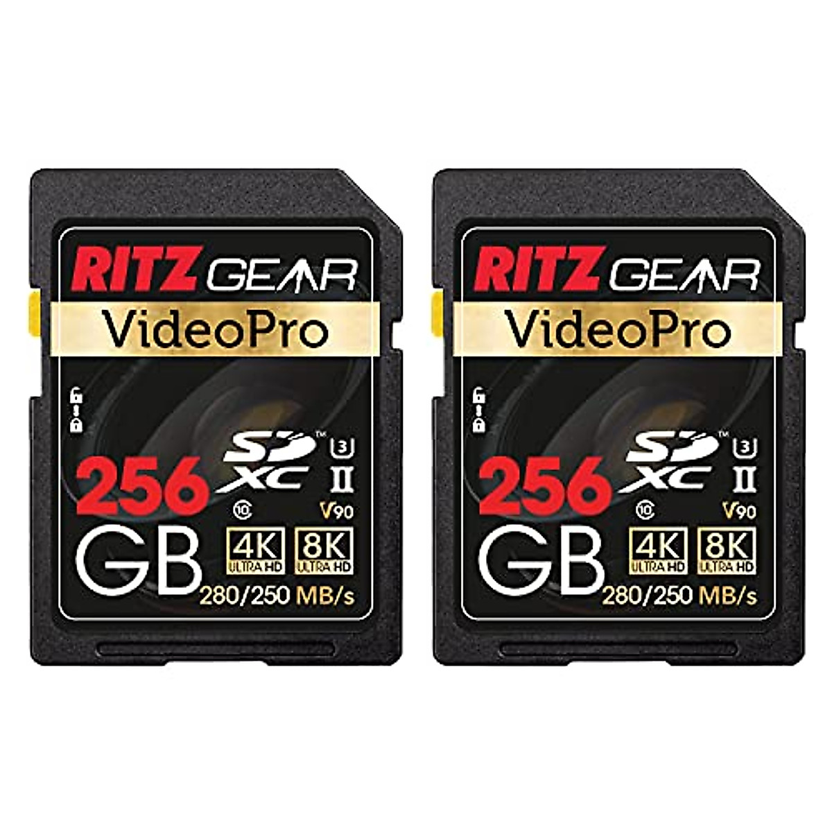 Video Pro SD Card UHS-II 256GB SDXC Memory Card 2-Pack U3 V90 A1, Extreme Performance Professional SD-Card (R 280mb/s 250mb/s W) for Advanced DSLR,Well-Suited for Video, Including 4K,8K, 3D, Full HD