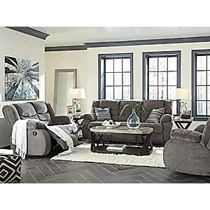 Signature Design by Ashley Tulen Modern Manual Pull Tab Reclining Sofa, Dark Gray