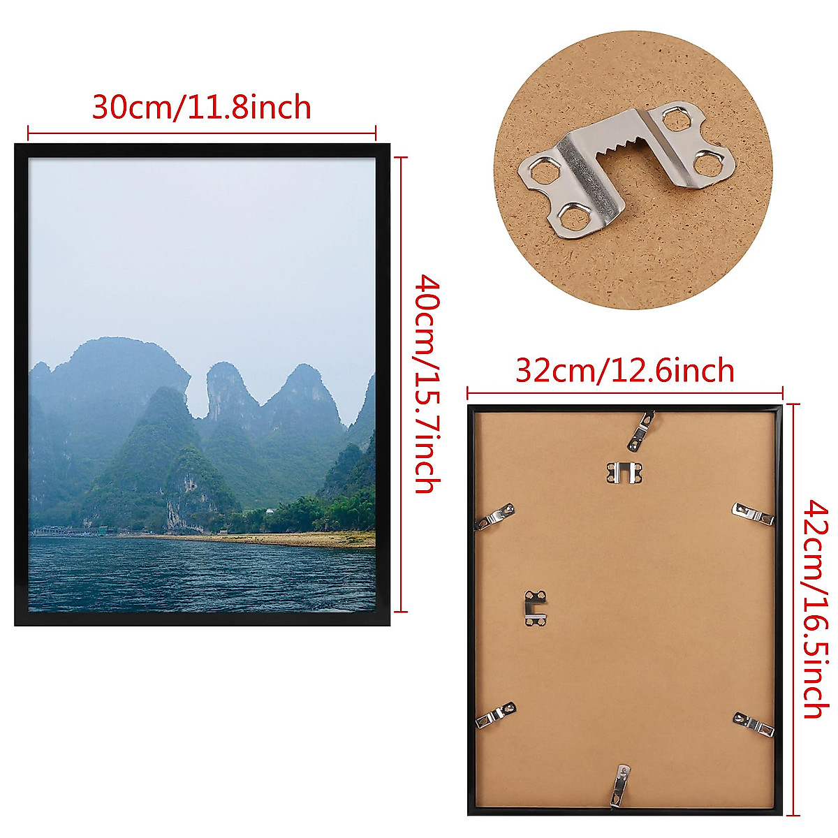 CABAX 12x16 inch Diamond Painting Picture Frames, Compatible With 30x40 Diamond Painting Arts or Photos or Posters, Black Frame with Acrylic Protection and Hanging Kit, Pack of 2