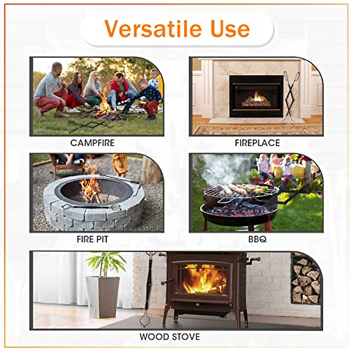 Uten Fire Tongs 26” Long Heavy Duty Fireplace Log Tongs Indoor Fire Tools Log Grabber Cast Iron Fire Pits Accessories for Outdoor Stove Long Logs Tweezers Firewood Tongs Campfire Tongs