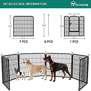 YITAHOME Garden Fence Outdoor Animal Barrier Fence Dog Fences for The Yard Metal Fence Border for Patio/Lawn (8Pcs 32inch)