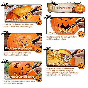 Moocii Pumpkin Carving Knife for Halloween DIY Decoration Pumpkin Carver 10 Pieces Pumpkin Carving Knives and Forks Tools Stainless Steel Double-Side Sculpting Tool Carving Knife Set