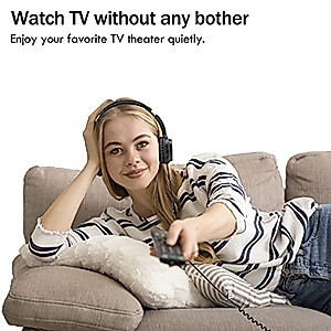 C G CHANGEEK Extra Long Cord Headphones for TV & PC with Volume Control, 18 Feet / 5.5M Extension Spring Coiled Cord, Universal 3.5mm AUX Audio, Wired Over Ear Stereo Headset, CGS-W6