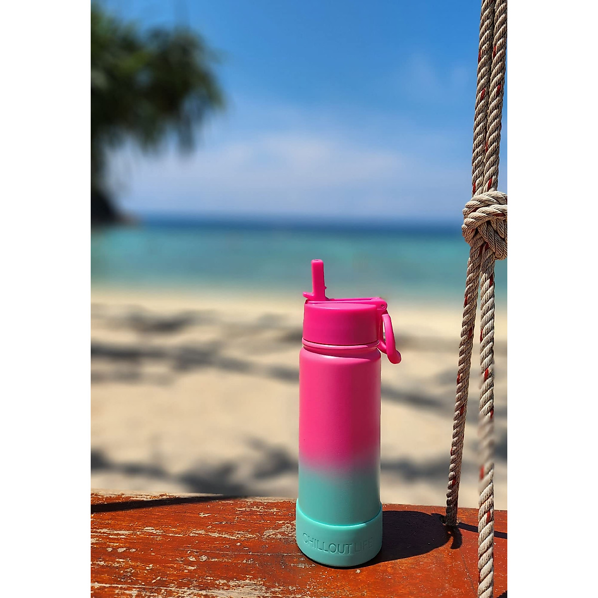 CHILLOUT LIFE 17 oz Insulated Water Bottle with Straw Lid for Kids and Adult + 20 Funny Waterproof Stickers - Perfect for Personalizing Your Kids Metal Water Bottle