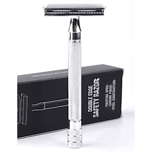 Tianwei Double Edge Safety Razor for Men & Women | Silver Waste Free Sided Vintage Shaving Fits All Edged Blades Zero Timeless