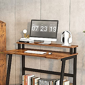ALISENED Computer Home Office Desk, 31.5" Desk for Small Spaces with Storage Shelf,Small Computer Desk with Monitor and Bookshelf, Modern Simple Style Laptop Desk