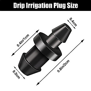 300 Pieces Drip Irrigation Plugs Drip Irrigation 1/4 Inch Tube Closure Goof Hole Plugs Irrigation Stopper for Home Garden Lawn Supplies, Black