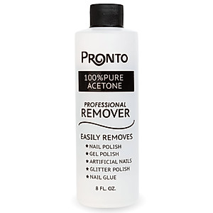 Pronto 100% Pure Acetone - Quick, Professional Nail Polish Remover - For Natural, Gel, Acrylic, Sculptured Nails (8 FL. OZ.)