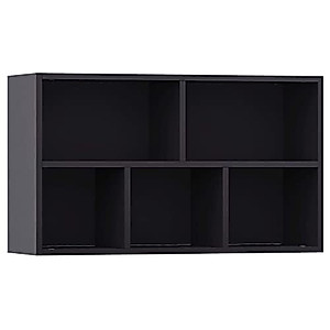 WIFESE Bookshelf Book Cabinet 19.7"x9.8"x31.5" Cubby Storage Organizer Record Player Stand Bookcase with Doors Bookshelf with Cabinet Storage Shelf for Living Room Small Cabinet Gray