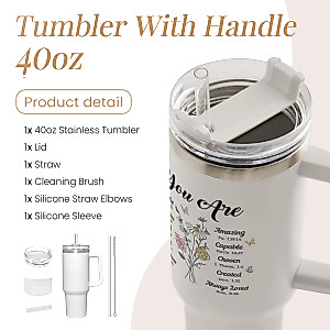SANDJEST Christian Gifts for Women, Inspiration Gifts Tumbler 40oz Stainless Steel Insulated with Handle and Straw - Mother's Day Birthday Religious Gifts for Mom, Friend, Sister, Grandma