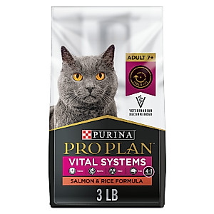 Purina Pro Plan Vital Systems Salmon and Rice Formula Senior Cat Food Dry 4-in-1 Formula - 3 lb. Bag