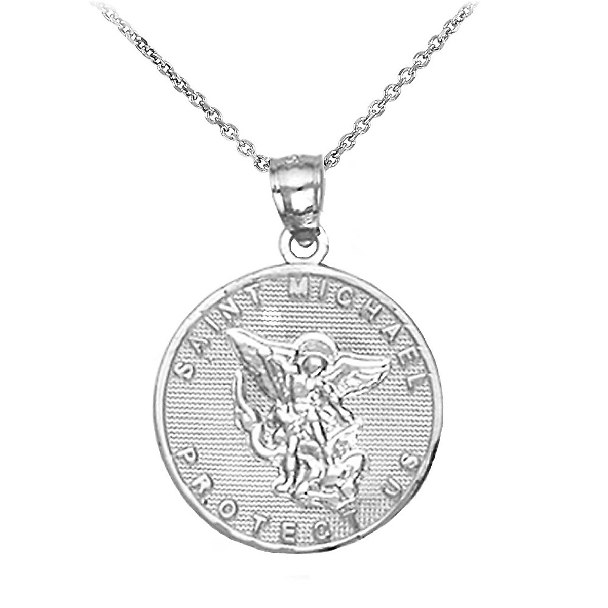 925 Sterling Silver Saint Michael Medal Protection Charm Pendant Necklace, 16"
