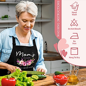 Zexpa Apparel Customized Black Apron for Mom, Personalized Mother's Day Gift Name, Initial