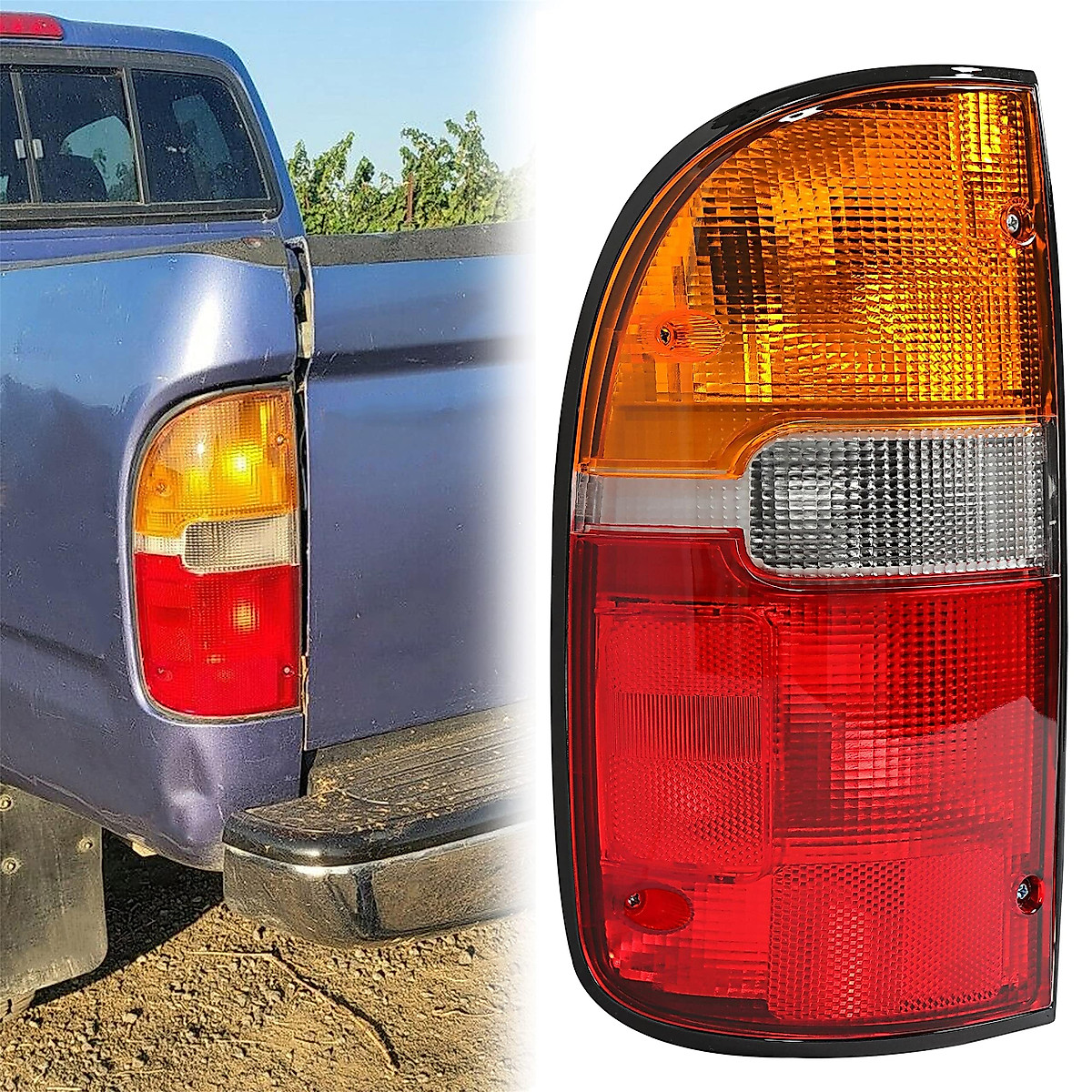 HECASA Tail Light Compatible with 1995-2000 Toyota Tacoma Pair Signal Brake Lamp Taillight Assembly W/Bulb Replacement for TO2800116 TO2801116 8156004030 8155004030