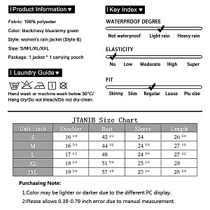 JTANIB Packable Rain Jacket Women Waterproof Lightweight Raincoat with Hood for Hiking Outdoor Travel