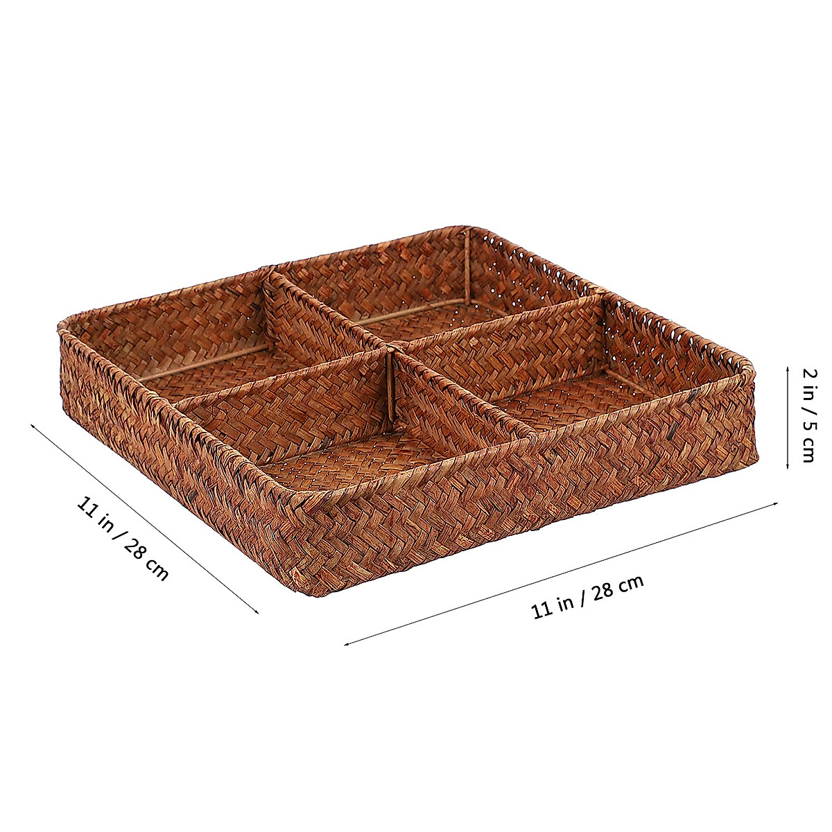 Cabilock 1pc Coffee Table Storage Basket Desktop Storage Basket Practical Storage Basket Compartment Storage Basket Storage Woven Basket Tea Table Storage Basket Storage Organizing Basket