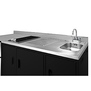 Summit Appliance CK72ADASINKR 72 Wide All-In-One Kitchenette, ADA Compliant, Sink and Faucet, 2-door Refrigerator-freezer, 2-burner Smooth-top Cooktop, Indicator Lights, Storage Compartments,Black