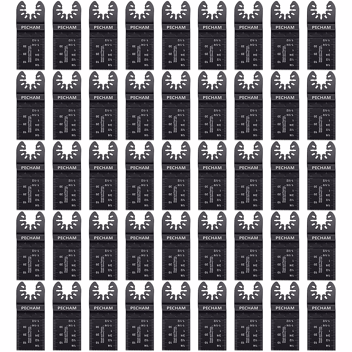 PECHAM 45PCS Universal Wood Oscillating Multitool Quick Release Saw Blades Fit Porter Cable Black & Decker Rockwell Ridgid Ryobi Milwaukee DeWalt Chicago Craftsman
