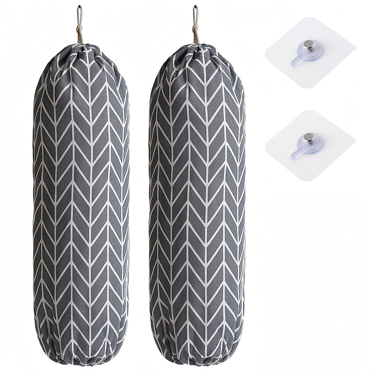 2 Pcs Plastic Bag Holder, JIMSUMM Wall Mount Plastic Bag Organizer, Washable Large Grocery Bag Storage Dispenser, Shopping Bags Carrier for Home Kitchen Travelling, 22x9 in shopping bag carrier (Gray)