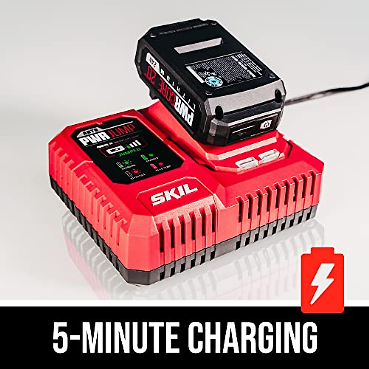 SKIL PWR CORE 20 Brushless 20V 1/2 In. Compact Varible-Speed Drill Driver Kit with 1/2'' Single-Sleeve, Keyless Ratcheting Chuck & LED Worklight Includes 2.0Ah Battery and PWR JUMP Charger-DL6293B-10