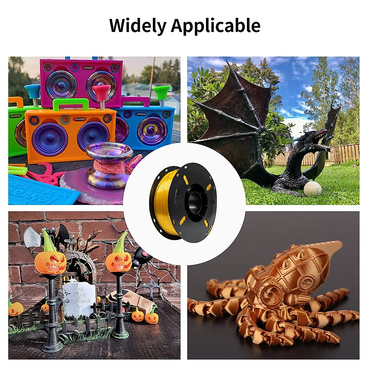 FilaBees PLA 3D Printer Filament, PLA Filament 1.75mm Dimensional Accuracy +/- 0.02 mm, 1kg Spool (2.2lbs),1.75 mm, Fit Most FDM Printer,Silk Gold