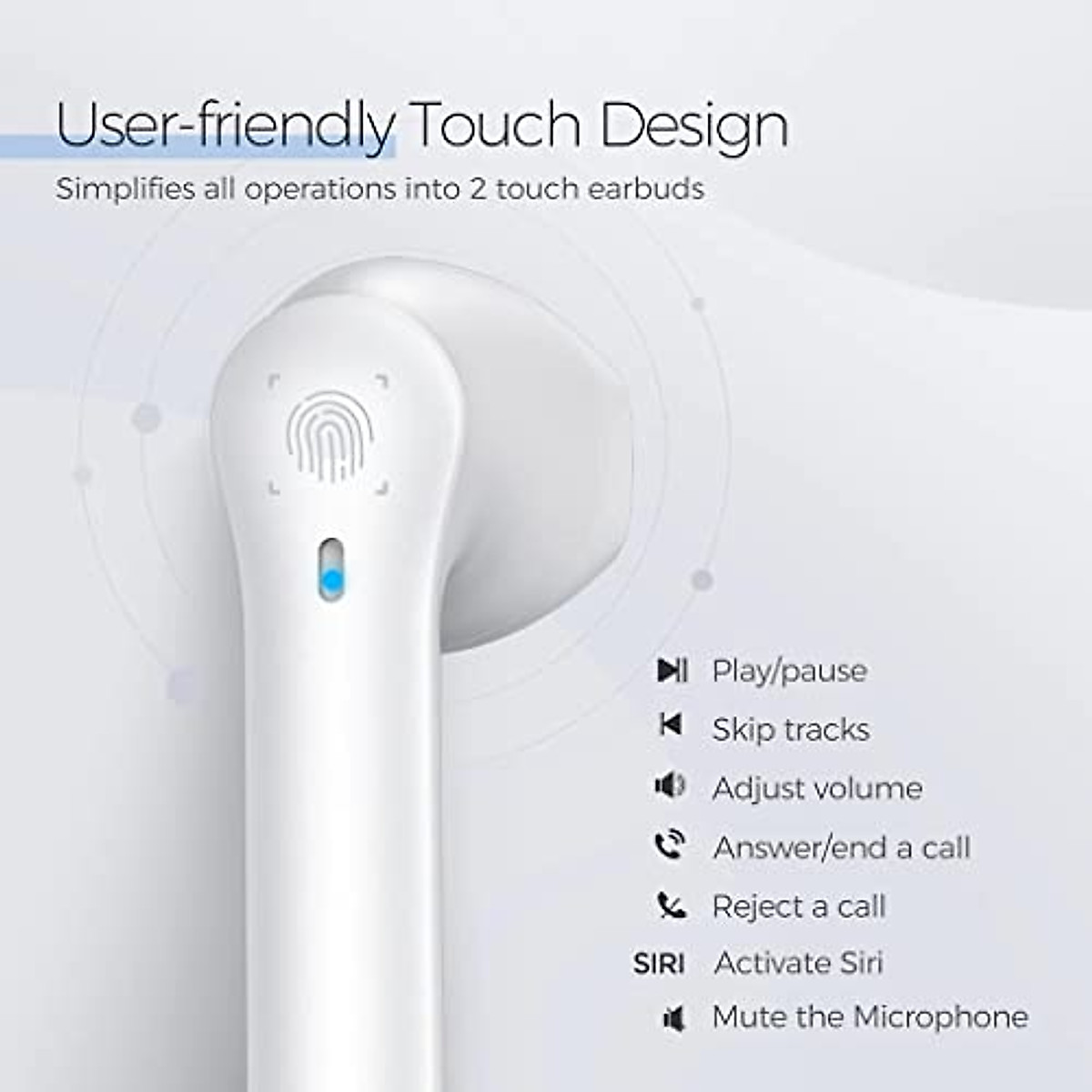 Wireless Earbuds, Bluetooth Earbuds in Ear with Wireless Charging Case/USB-C, ENC Noise Cancelling, Wireless Earphones Hi-Fi Stereo Sound Headphones, Touch Control/25H/IPX7 for Sports/Work/3 Mode