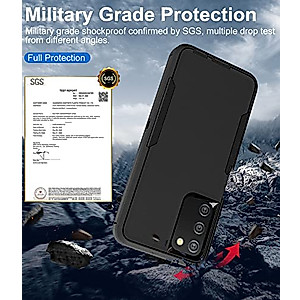 Dahkoiz for Samsung Galaxy A03S Case, with Tempered Glass Screen Protector, Dust Proof Port Cover, Full Body Protection Rubber Cover Phone Case for Samsung Galaxy A03S/A02S, Black/Black