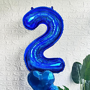 Dark Blue Number 10 Balloons, 10th Birthday Balloon, 40inch Laser Blue 10 Balloon Numbers, Large Self Inflating Foil Balloon, 10th Birthday Decorations for Birthday, 10 Anniversary Decorations