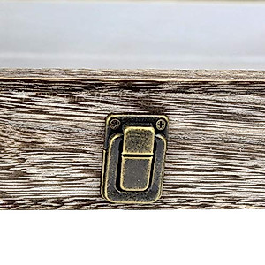 Mooca Natural Wood Glass Top Jewelry Display Case Accessories Storage Box with Metal Clasp, Wooden Jewelry Tray for Collectibles, Home Organization, Coffee