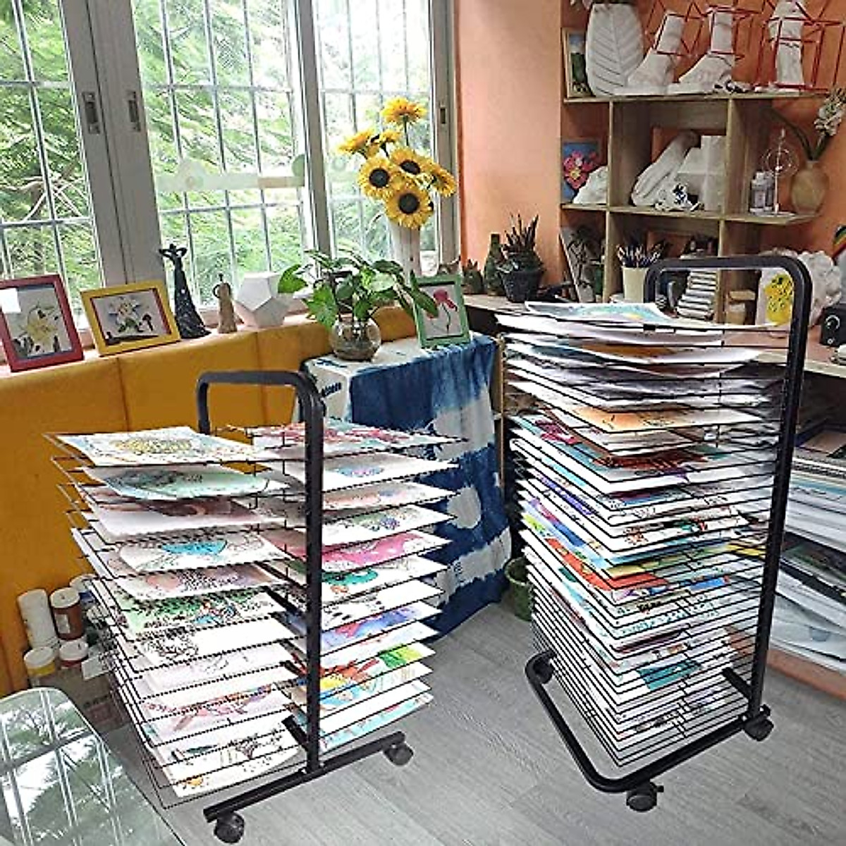 CENAP Art Drying Racks, Art Mobile Drying Racks with Wire Racks, Mobile classrooms, Art Studios, Drying Racks for Educational Products, Drying and Printing Racks (Size : 25-Layer)