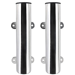 Amarine Made Boat Marine Fishing Stainless Steel Side Mounted Transom Mounted Rod Holders with Weld Brackets (2-Pack)