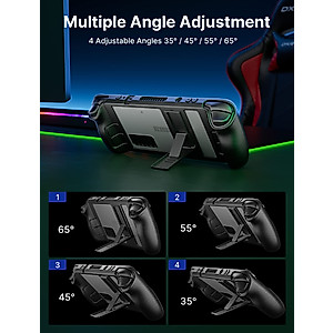 JSAUX Kickstand Case for Steam Deck/Steam Deck OLED, PC0105 Upgrade The Adjustable Angle Stand Steam Deck Cover TPU Protective Case, Shock-Absorption, Non-Slip and Anti-Scratch Design