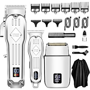 SUNNOW Hair Clippers Professional Cordless for Men, Electric Foil Shavers Razor & Beard Hair Trimmer Kit, Rechargeable Hair Cut Machines Fade Clippers Set, 3 in1 Beard Trimming Kit for Home, Barber