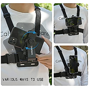 TANSUO Mobile Phone Chest Mount Strap Holder, Chest Mount Harness Strap Mount for Gopro and Action Camera Adjustable Straps + Portable Octopus Tripod
