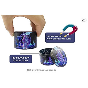 Spice Grinder 2.5 Inch - excellent grinder with zinc alloy holder, alloy color crusher, Cleaning brush for Bay Leaf, Basil, Rosemary, various models, mill rail and handy crank. (Purple Astronaut)