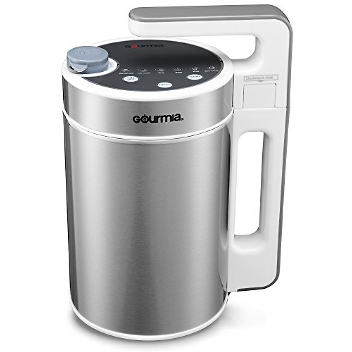 Gourmia GSM1450 Automatic Soup Maker - 6 in 1 Hot or Cold Soup Maker Plus Soy Milk, Rice, Porridge & More - 4 Blades, Cool Touch, Durable Stainless Steel with Free Recipe Book
