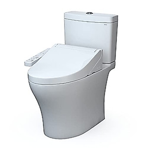 Aquia IV 2-Piece 0.8/1.28 GPF Dual Flush Elongated ADA Comfort Height Toilet in Cotton White, C2 Washlet Seat Included