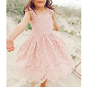 Toddler Baby Girl Dress Boho Linen Lace Baby Dress Sundress Girls Summer Clothes Outifits (Pink, 3-4 T)