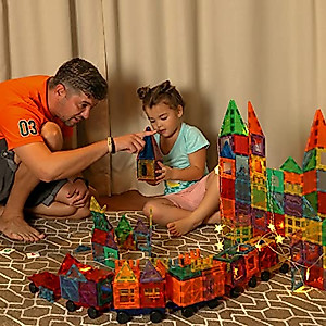 MagHub Magnet Toys Magnetic Tiles, 65 PCS Magnetic Building Blocks Set Learning Educational Toys for Boys Girls Preschool Educational Construction Kit Magnet Stacking Toys for Kids Toddlers Children