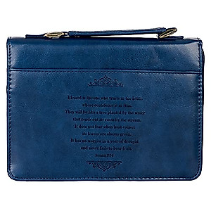 Christian Art Gifts Classic Faux Leather Bible Cover for Women: Blessed is The One Who Trusts - Jeremiah 17:7 Inspirational Bible Verse, Creamy Beige, Medium