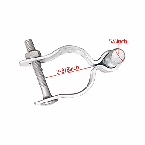 2 Pack Chain Link Fence Gate Post Hinge - Use for Outside Diameter Post/Pipe - Galvanized Chain Link Post Gate Hinge - Nut/Bolt Included (2-3/8 Inch)