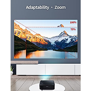 Projector Native 1080P, Support 4K, HD Portable Movie Projector, Max 300" Screen, for Home Theater/Outdoor, 4D Electronic Keystone, 75% Zoom, for Smartphone,PC,Xbox,PS4,TV Stick