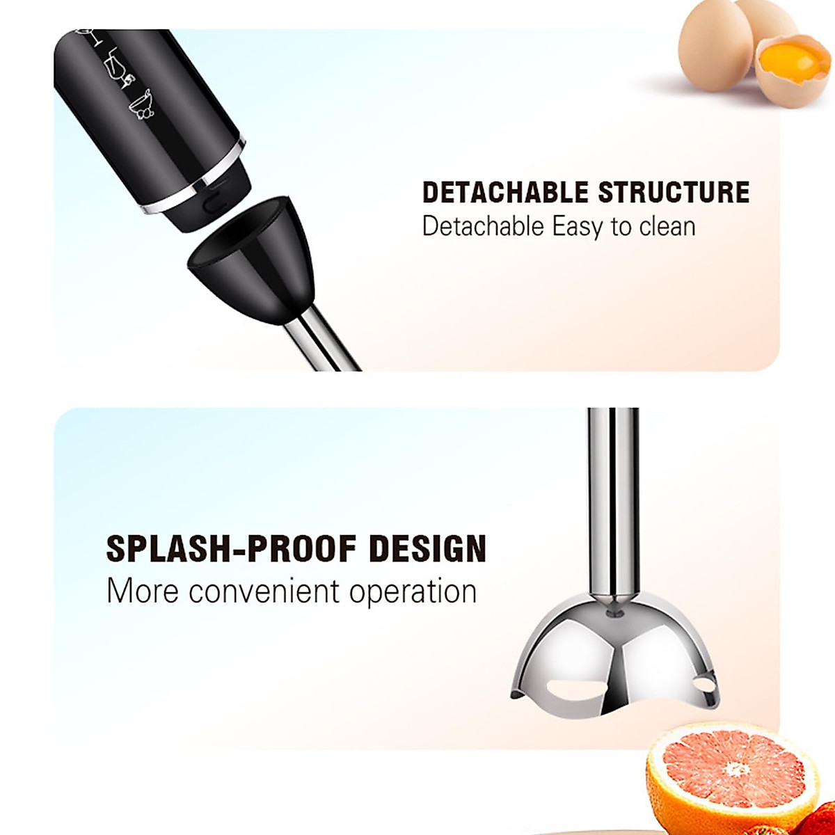 Electric Hand Blender, 550g Portable Hand Blender Mixer Stick With Easy Control Grip, Simple To Use Food Blender Hand Mixer For Smoothies, Puree Baby, Food And Soup