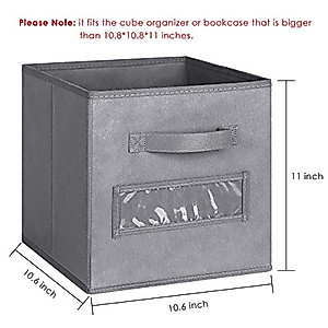 TomCare Storage Cubes Foldable Fabric Cube Storage Bins with Dual Metal Handles Cloth Storage Bins Cubes Baskets Containers for Home Shelves Closet Organizers Cubbies Cube Storage, 6 Pack, Grey