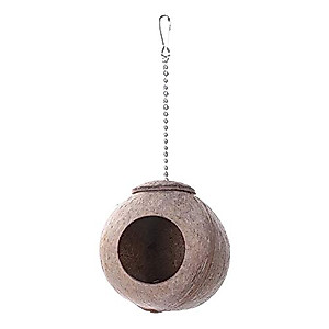 guohanfsh Pet Parrot Parakeet Natural Coconut Shell Bird Nest House Hut Cage