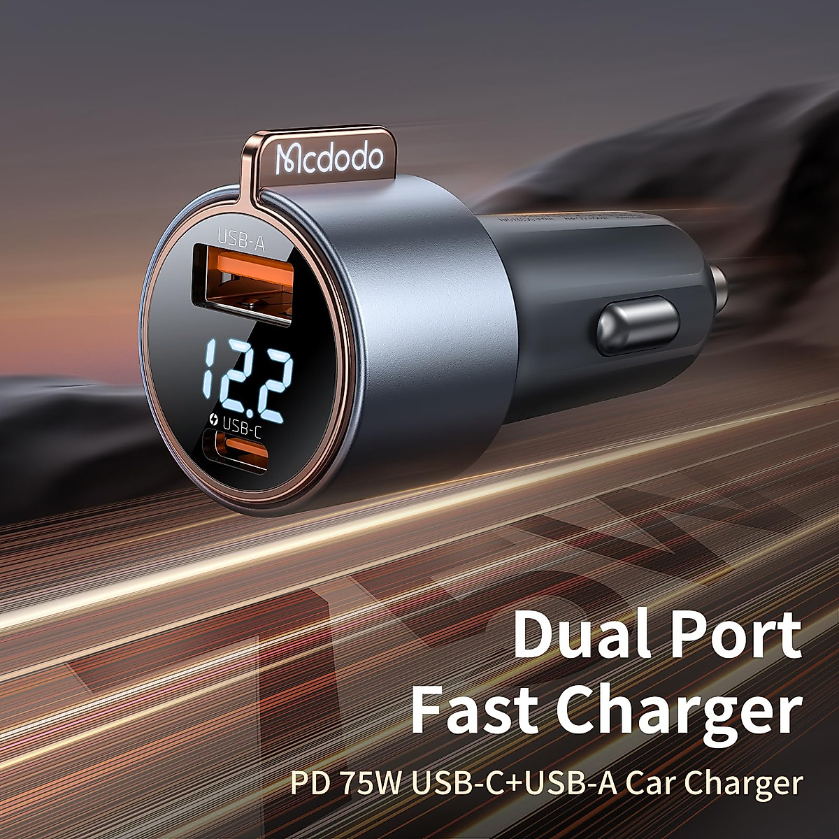 Mcdodo 75W Car Charger Adapter Fast Charging Cigarette Lighter USB C/USB A PD3.0 QC4.0 Cell Phone Automobile Chargers Compatible with iPhone 15/14/iPad/Samsung Galaxy S23/21/10/Car Vacuum Cleaner