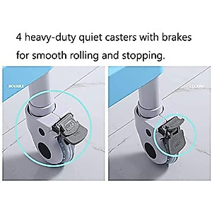 3 Tier Hospital Medical Utility Cart on Wheel, Blue Abs Beauty Salon Equipment Rolling Trolley with Dirt Bucket Drawers, 100-150Kg Load 54×3